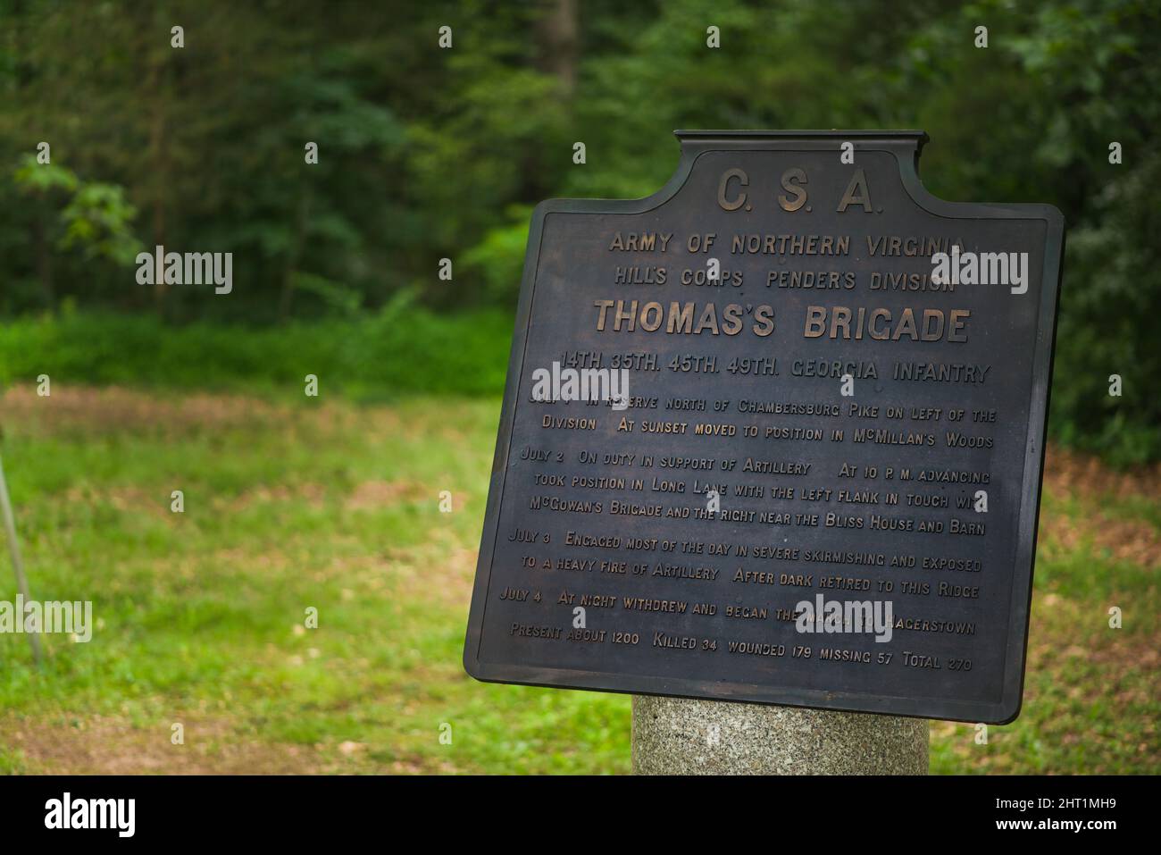 Sign inside the monument for Smith Brigade of the Army of Northern ...