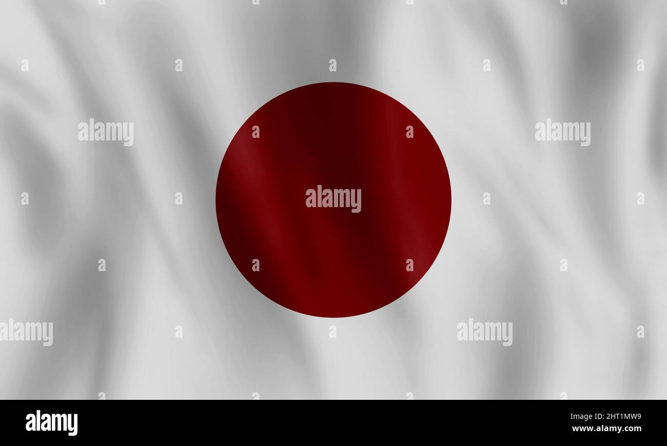 Illustration of the flag of Japan with waving textures Stock Photo - Alamy
