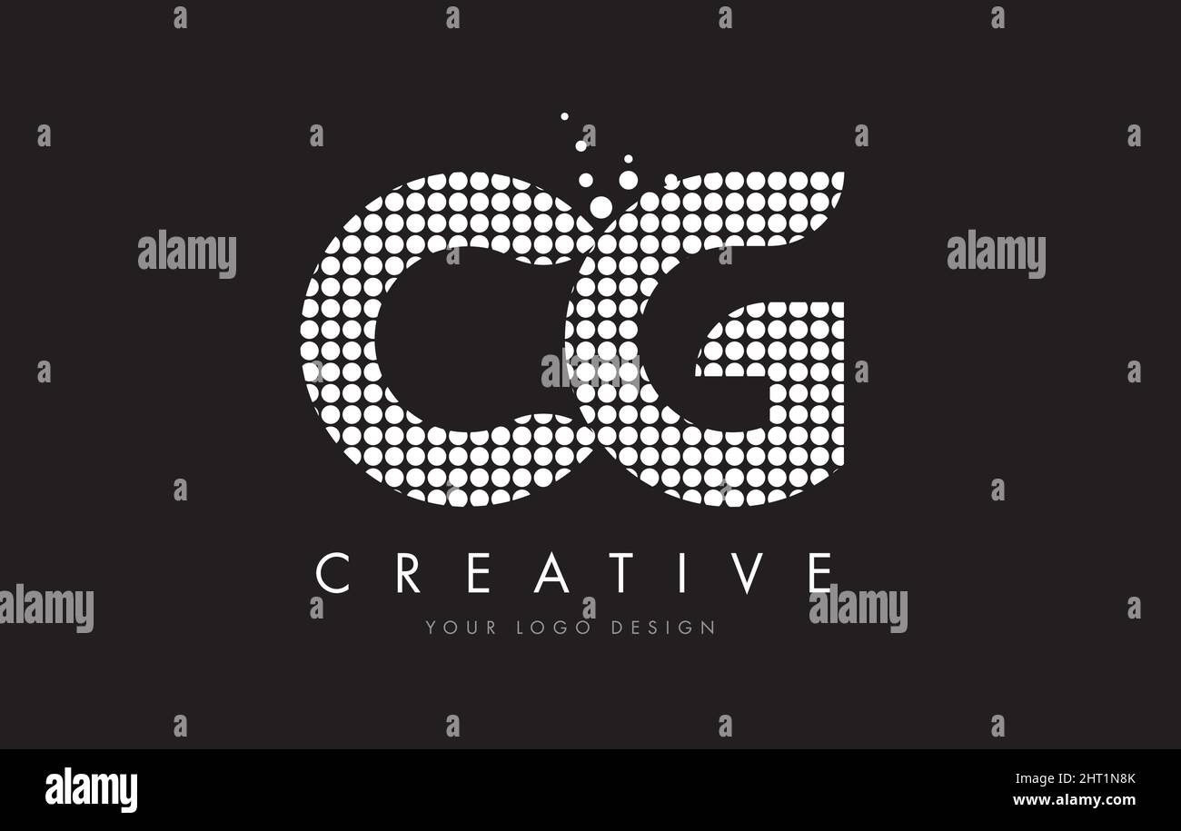 CG C G Dots Letter Logo Design White Magenta Bubble Circles and Swoosh ...