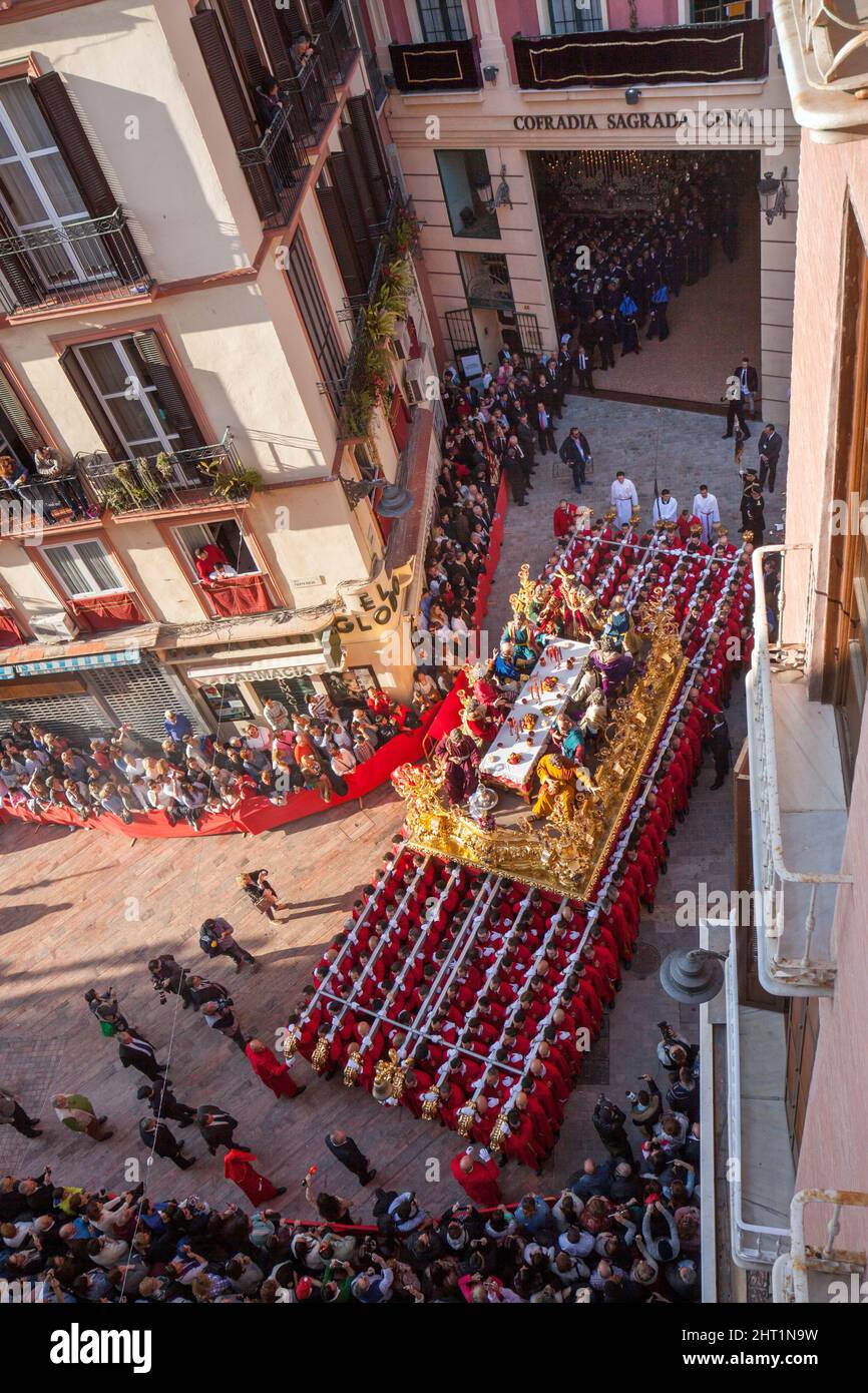Procession of Sagrada Cena in Malaga holy week Stock Photo - Alamy