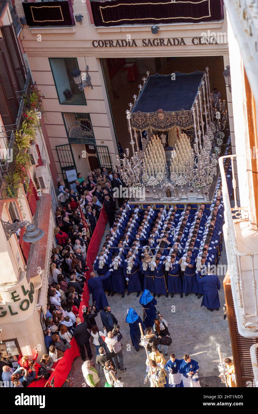 Procession of Sagrada Cena in Malaga holy week Stock Photo - Alamy