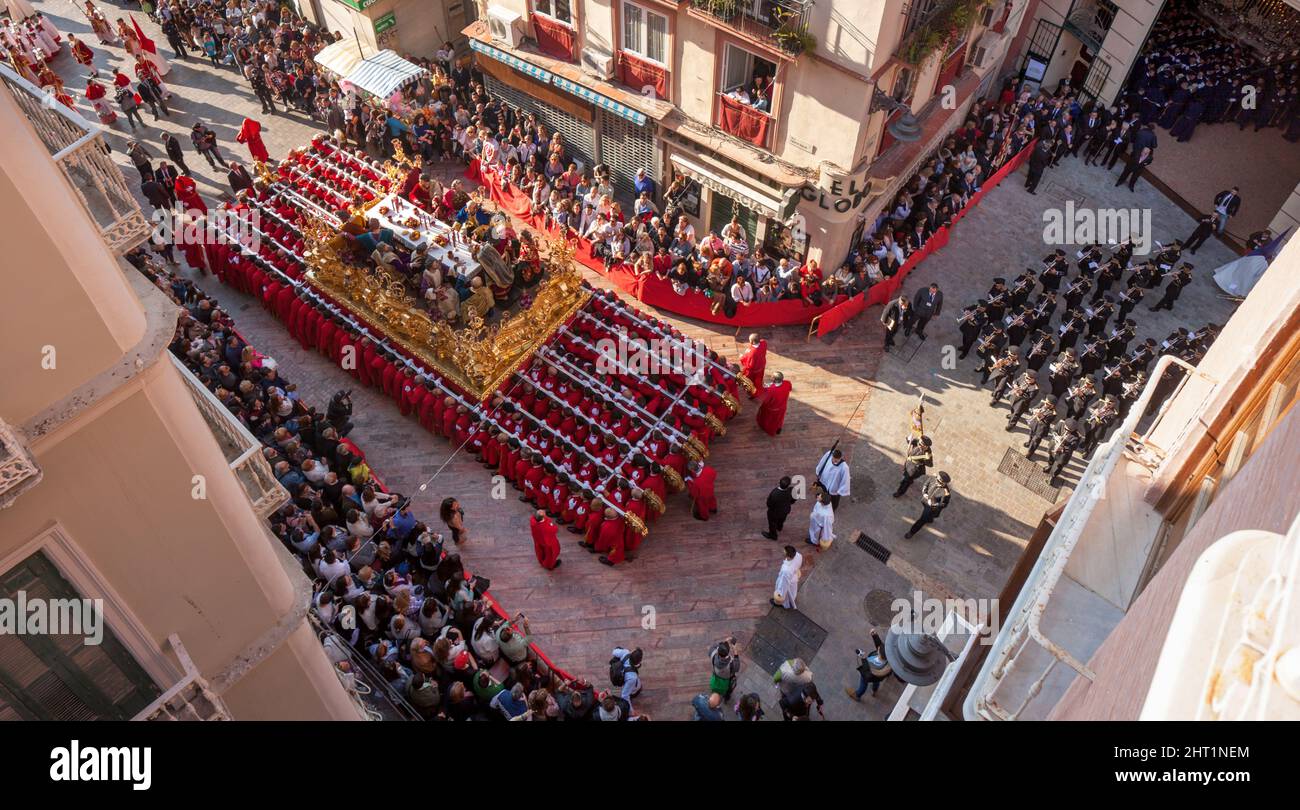 Procession of Sagrada Cena in Malaga holy week Stock Photo - Alamy