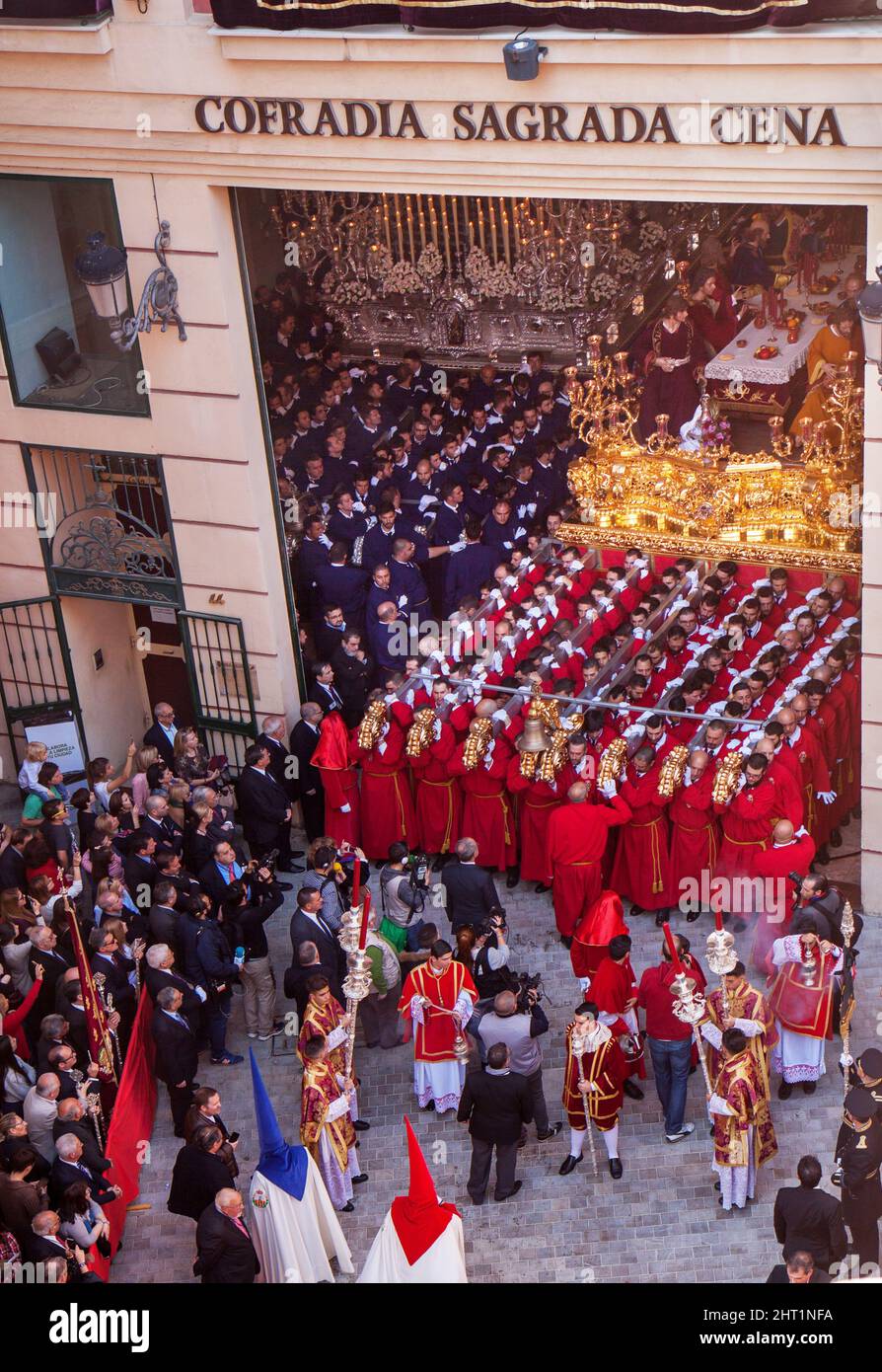 Procession of Sagrada Cena in Malaga holy week Stock Photo - Alamy