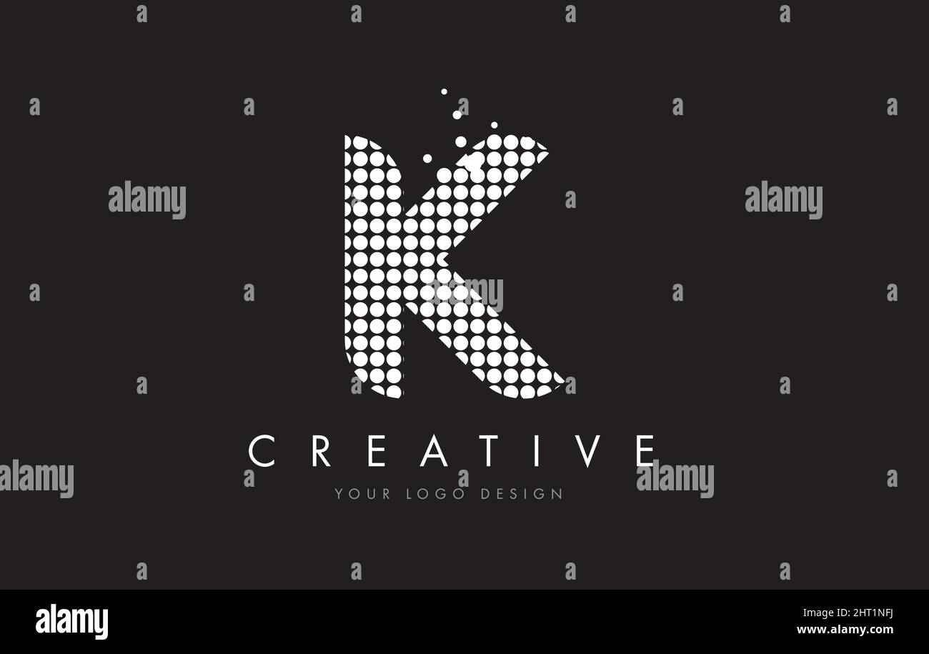 K Dots Letter Logo Design with White Bubble Circles and Swoosh Stock ...