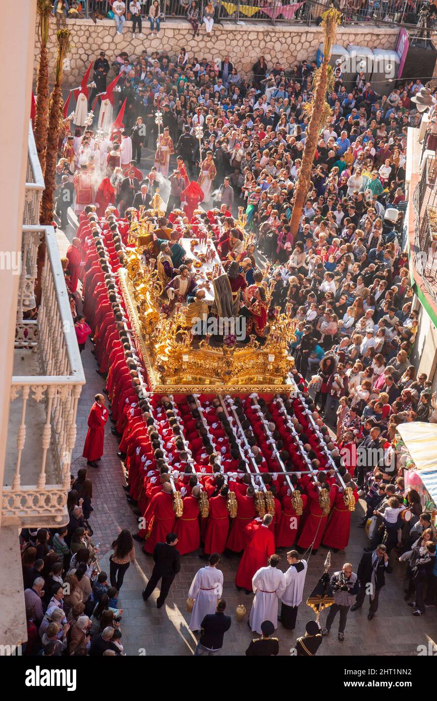 Procession of Sagrada Cena in Malaga holy week Stock Photo - Alamy