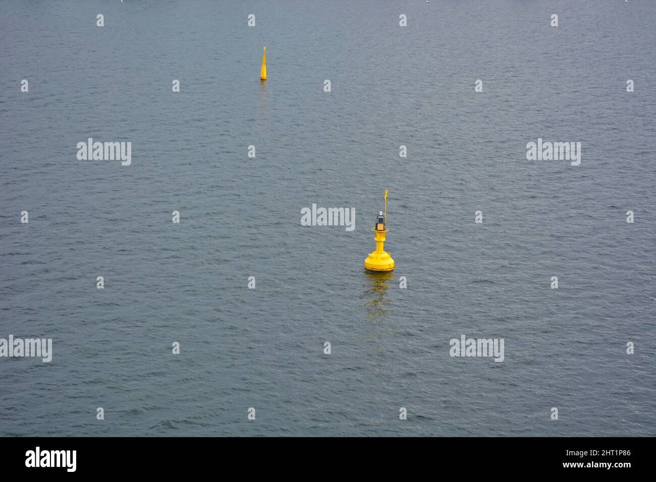 Safe water mark buoy in the middle of the sea Stock Photo - Alamy