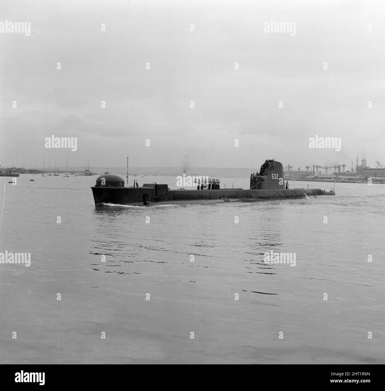 HMS Tiptoe, S32, Royal Navy Submarine, limps into port, Gosport, South ...