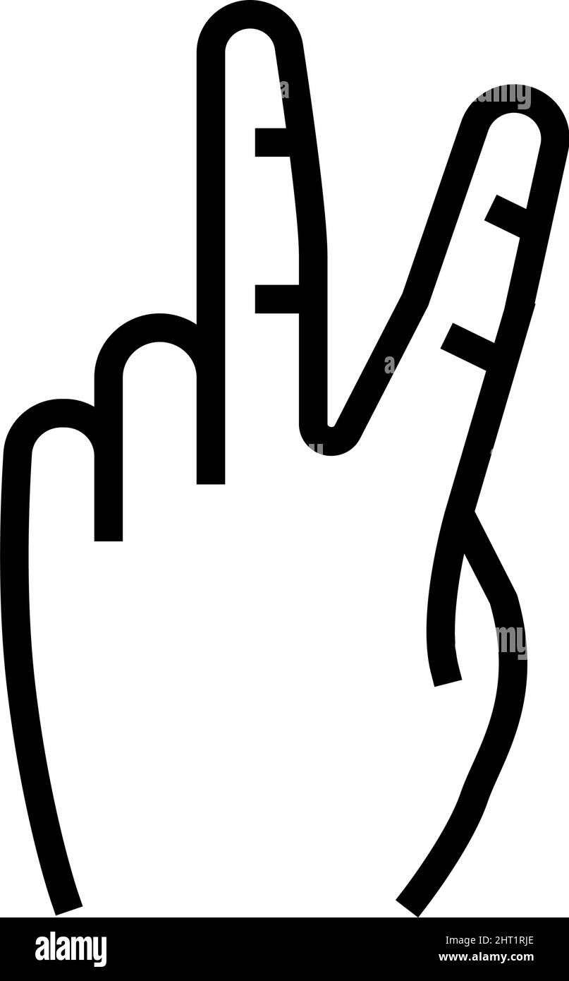 victory hand gesture line icon vector illustration Stock Vector Image & Art - Alamy