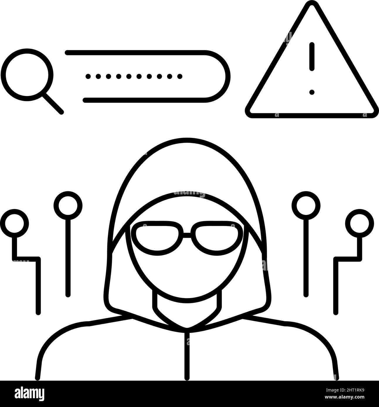 hacker hacked password line icon vector illustration Stock Vector Image ...