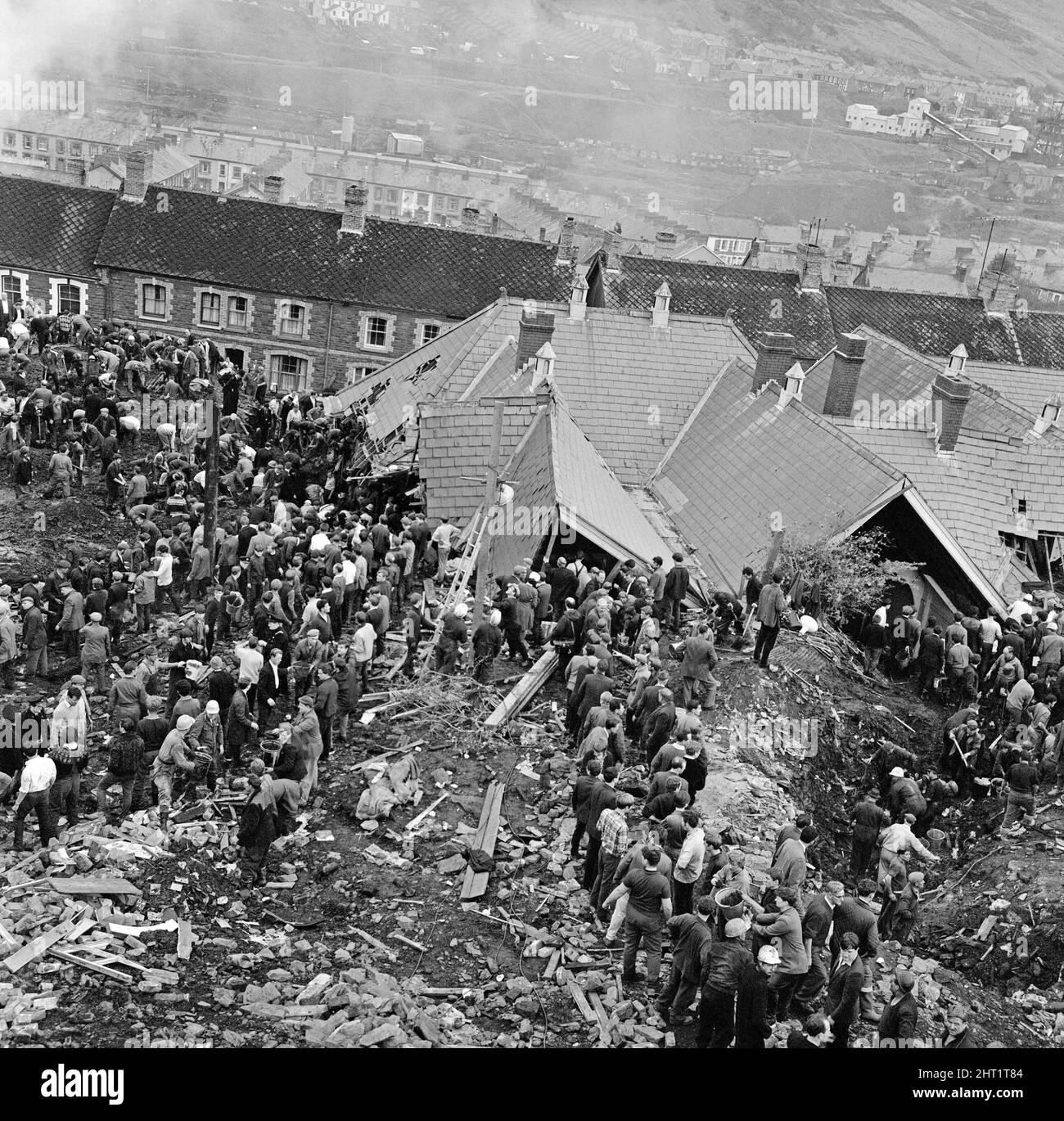 Aberfan, South Wales, circa 21st October 1966 Aerial picture showing ...