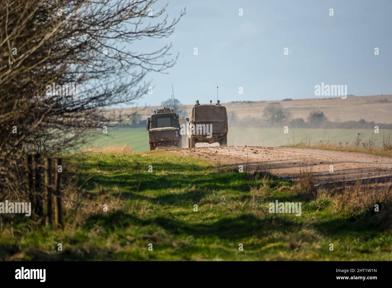 British army Land Rover Wolf Medium Utility 4x4 vehicles in action on a ...