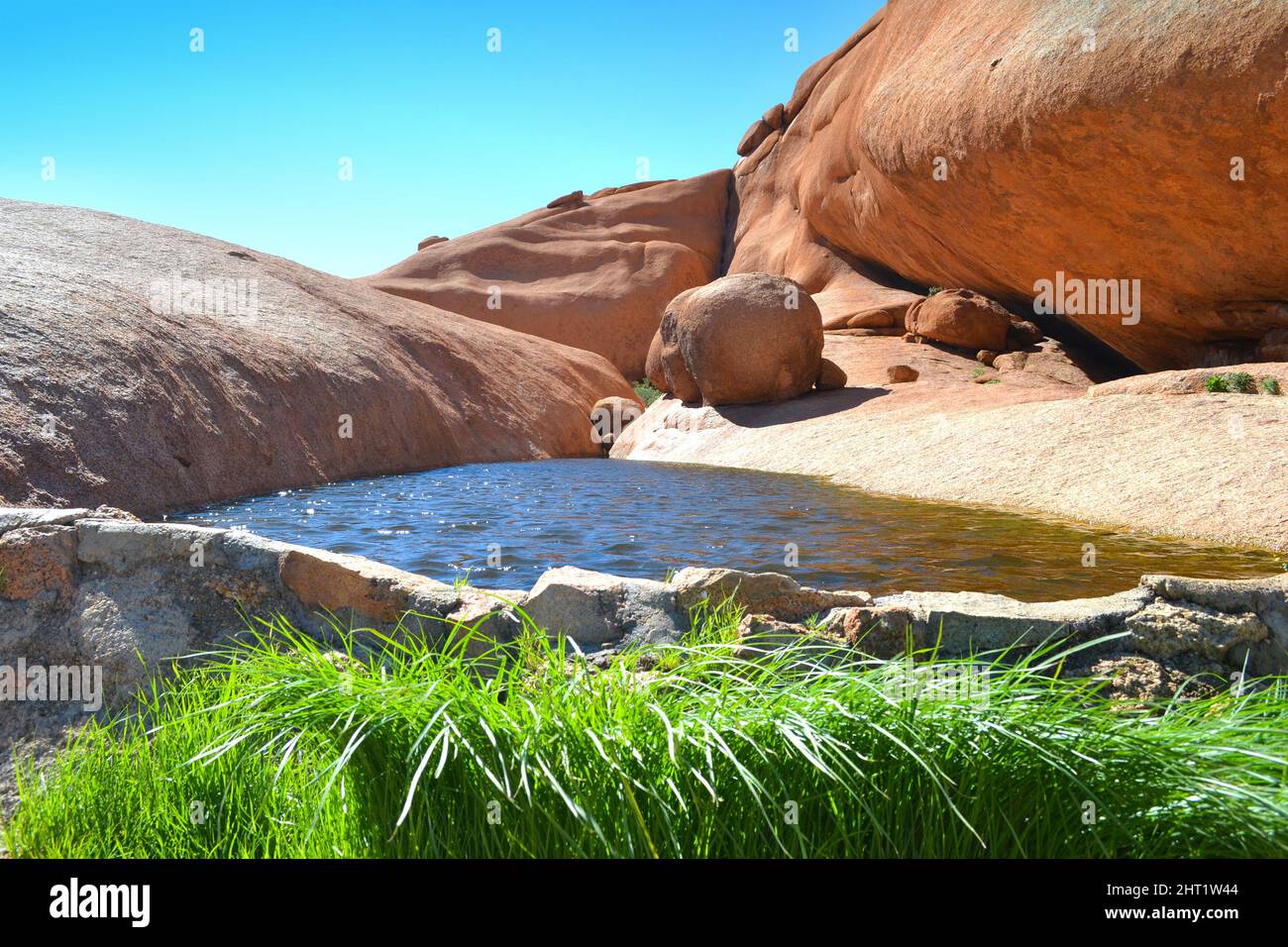 Spitzkoppe area with beautiful rock formations, arches, lakes between ...