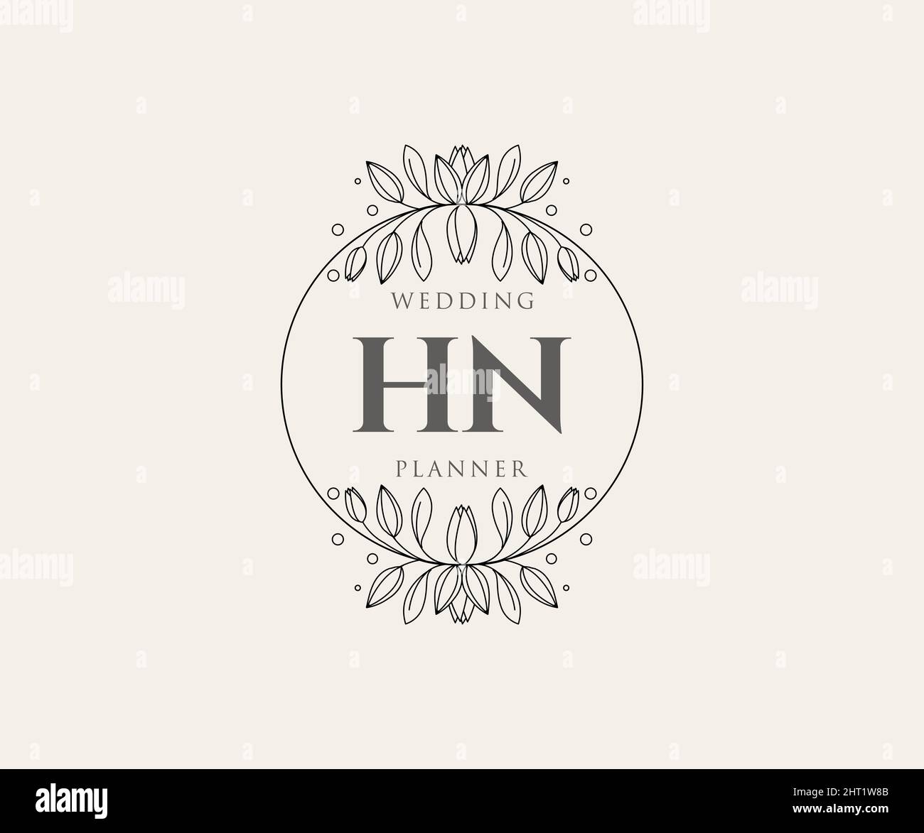 HN Initials letter Wedding monogram logos collection, hand drawn modern ...