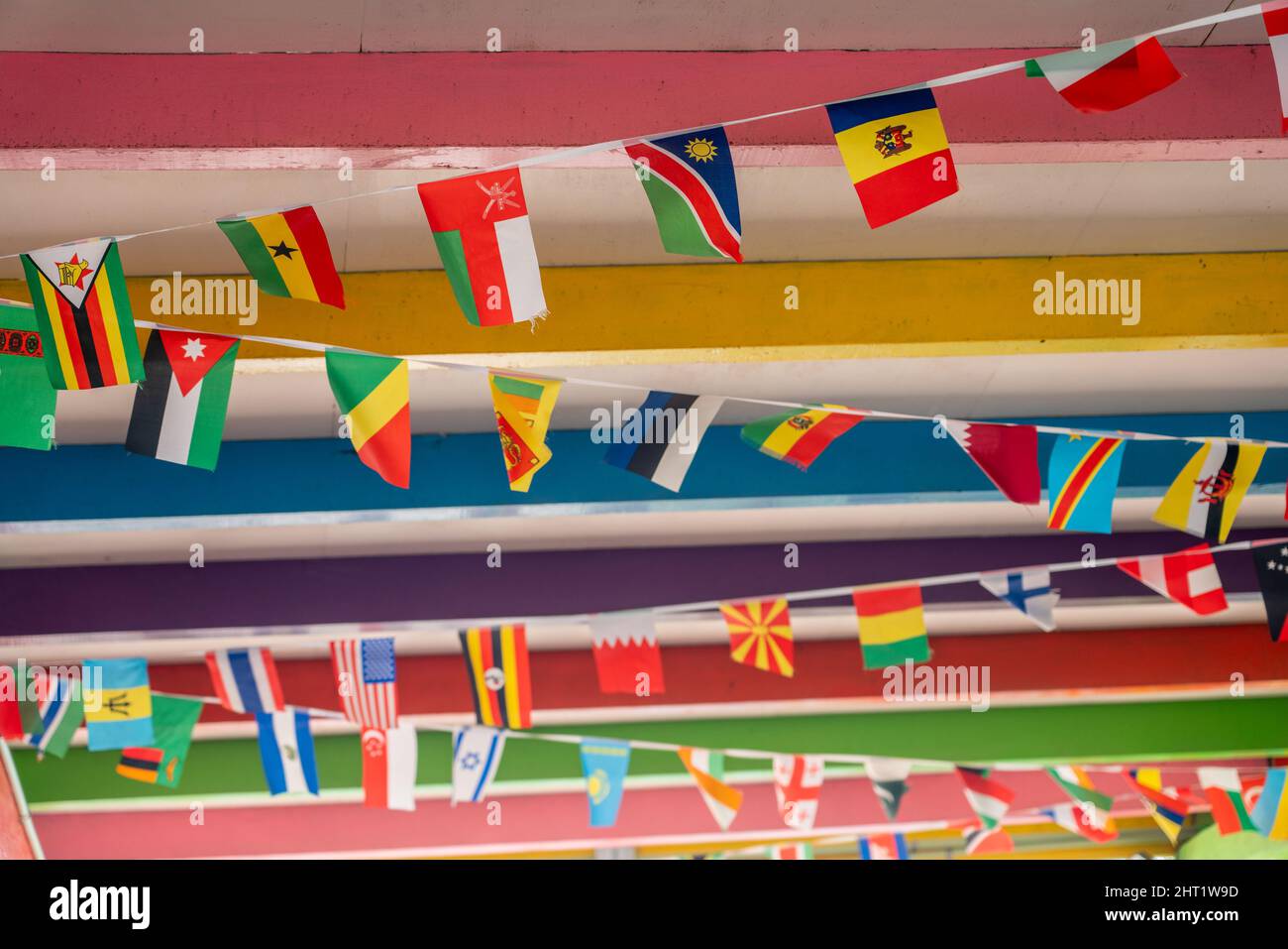 Flags hanging ceiling hi-res stock photography and images - Alamy