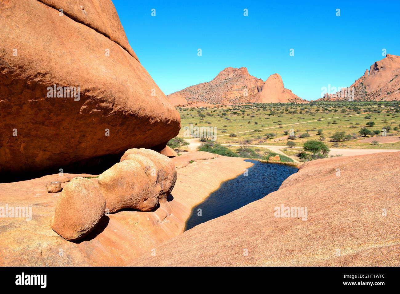 Spitzkoppe area with beautiful rock formations, arches, lakes between ...