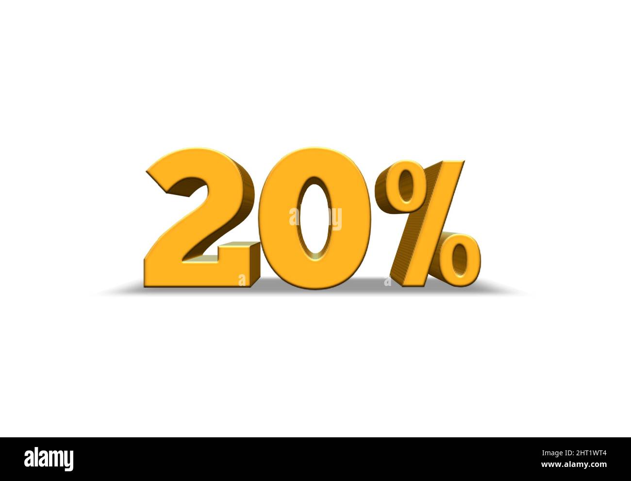 3D digital representation of twenty percent in gold color Stock Photo ...