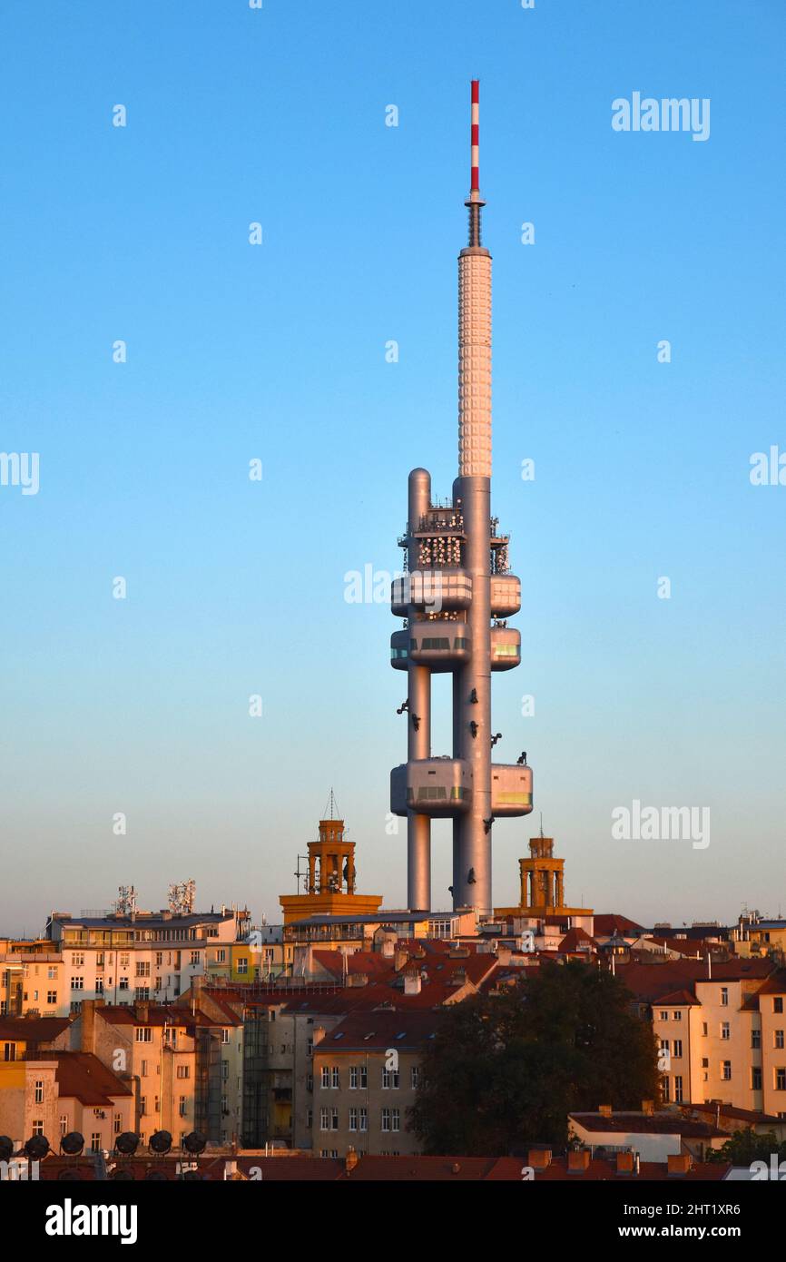 Prague, Czech Republic - September 11, 2020: Zizkov Television Tower in ...