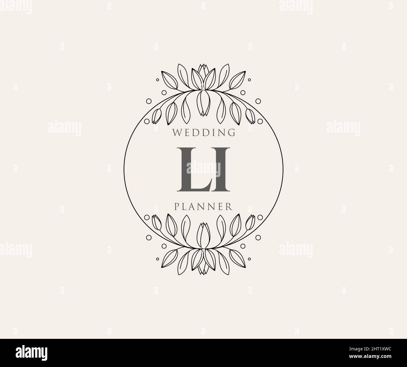 LI Initials letter Wedding monogram logos collection, hand drawn modern ...