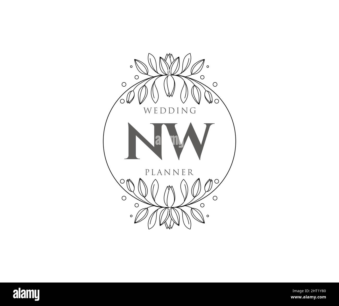 NW Initials letter Wedding monogram logos collection, hand drawn modern ...