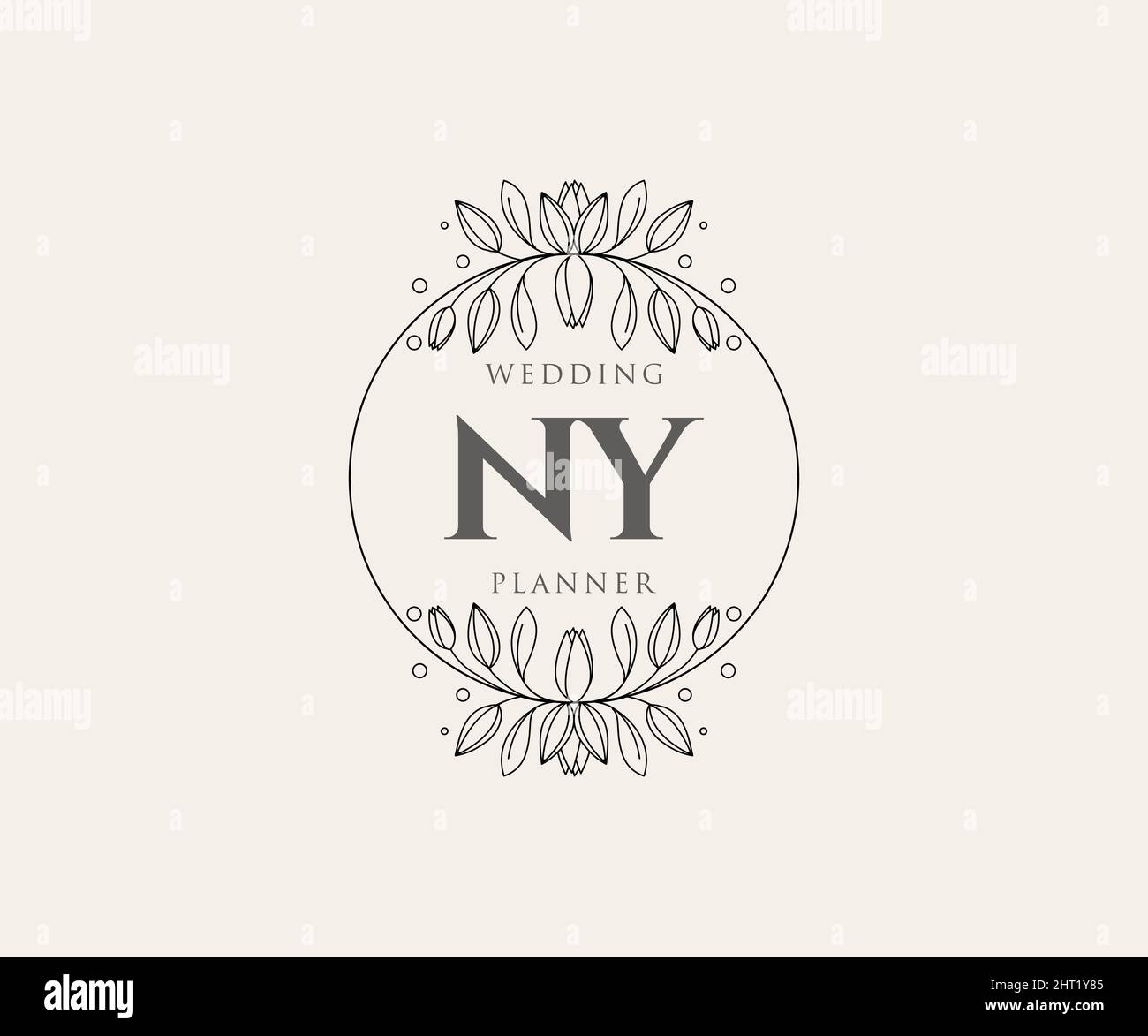 NY Initials letter Wedding monogram logos collection, hand drawn modern ...
