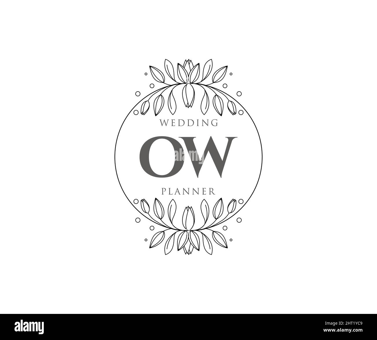OW Initials letter Wedding monogram logos collection, hand drawn modern minimalistic and floral ...