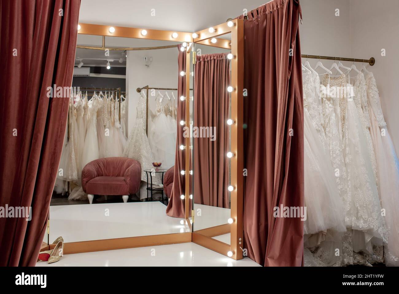 fashion boutique interior, fitting room in the wedding salon Stock ...