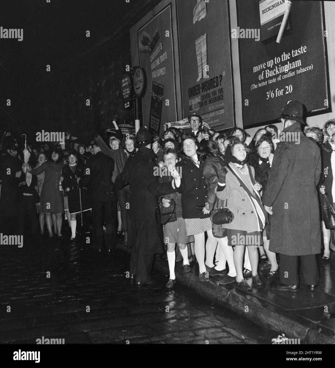 Fans meet The Beatles in Liverpool, queuing up outside for the show.6th ...