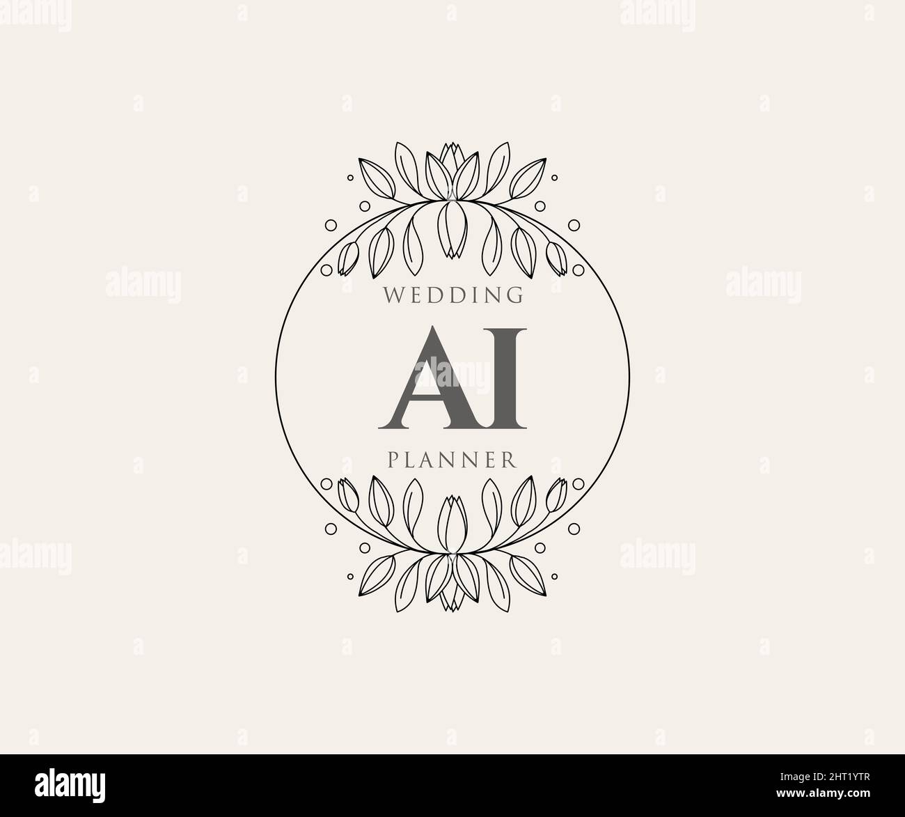 AI Initials letter Wedding monogram logos collection, hand drawn modern ...