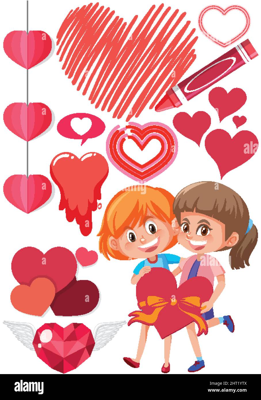 Valentine theme with many hearts illustration Stock Vector Image & Art ...