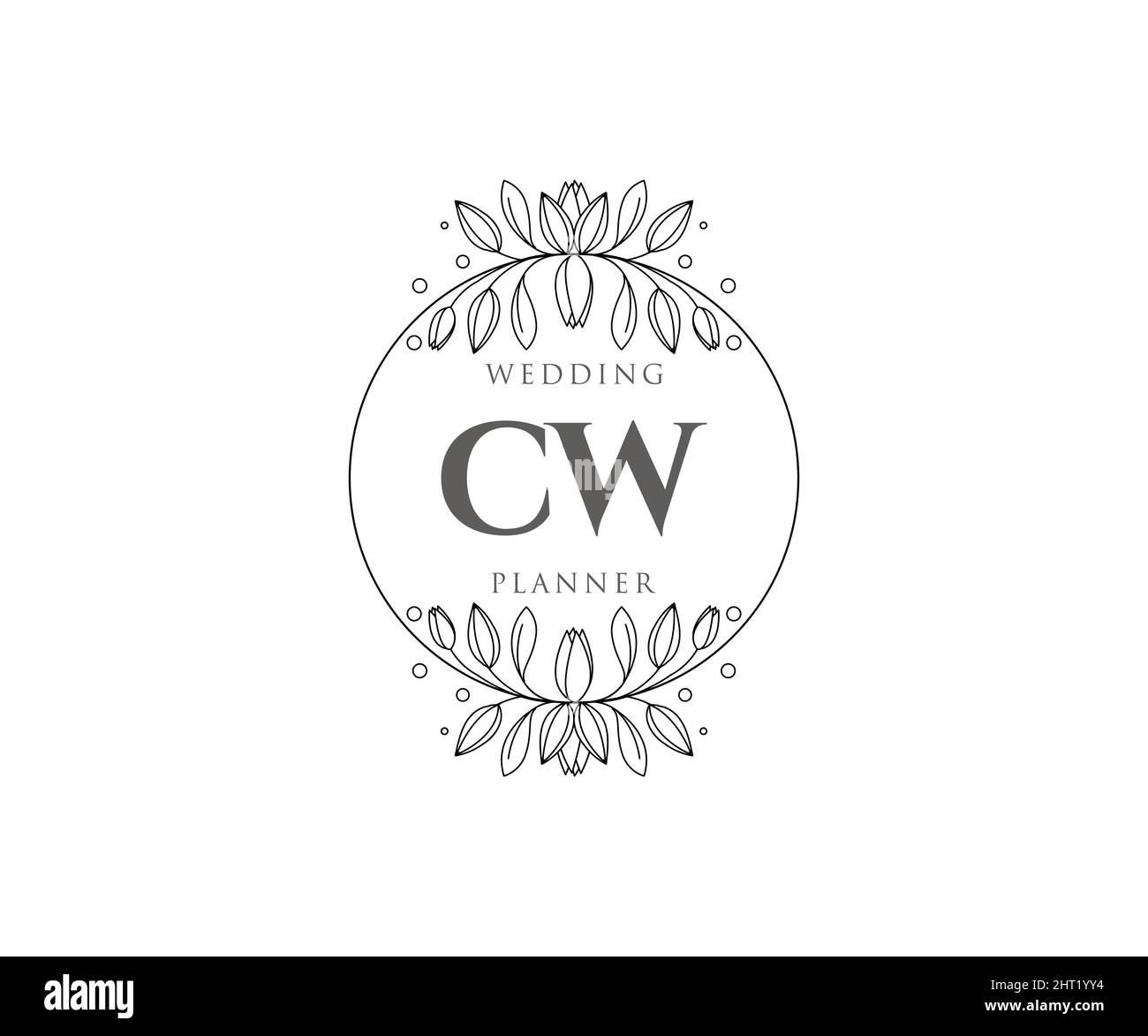CW Initials letter Wedding monogram logos collection, hand drawn modern ...