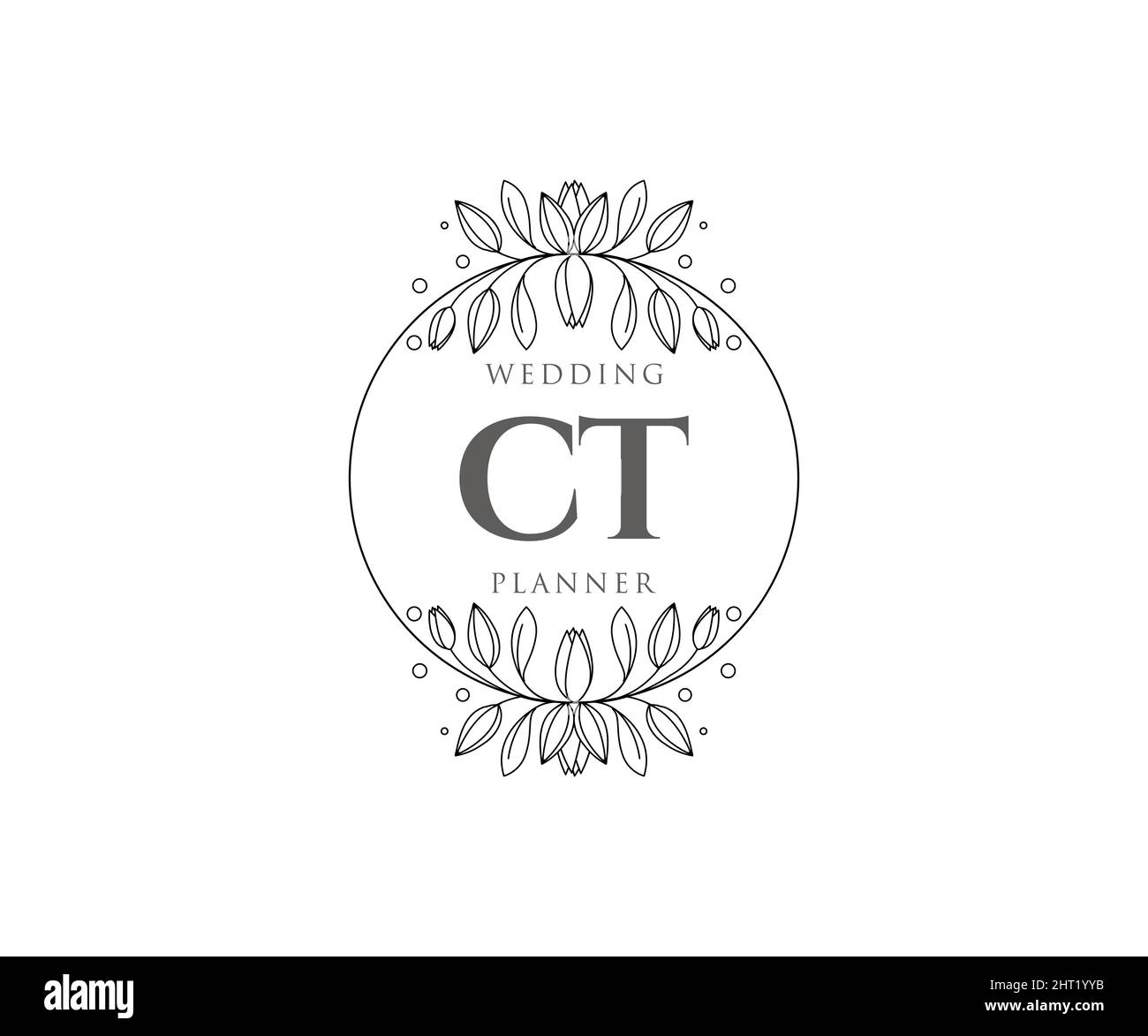 CT Initials letter Wedding monogram logos collection, hand drawn modern ...
