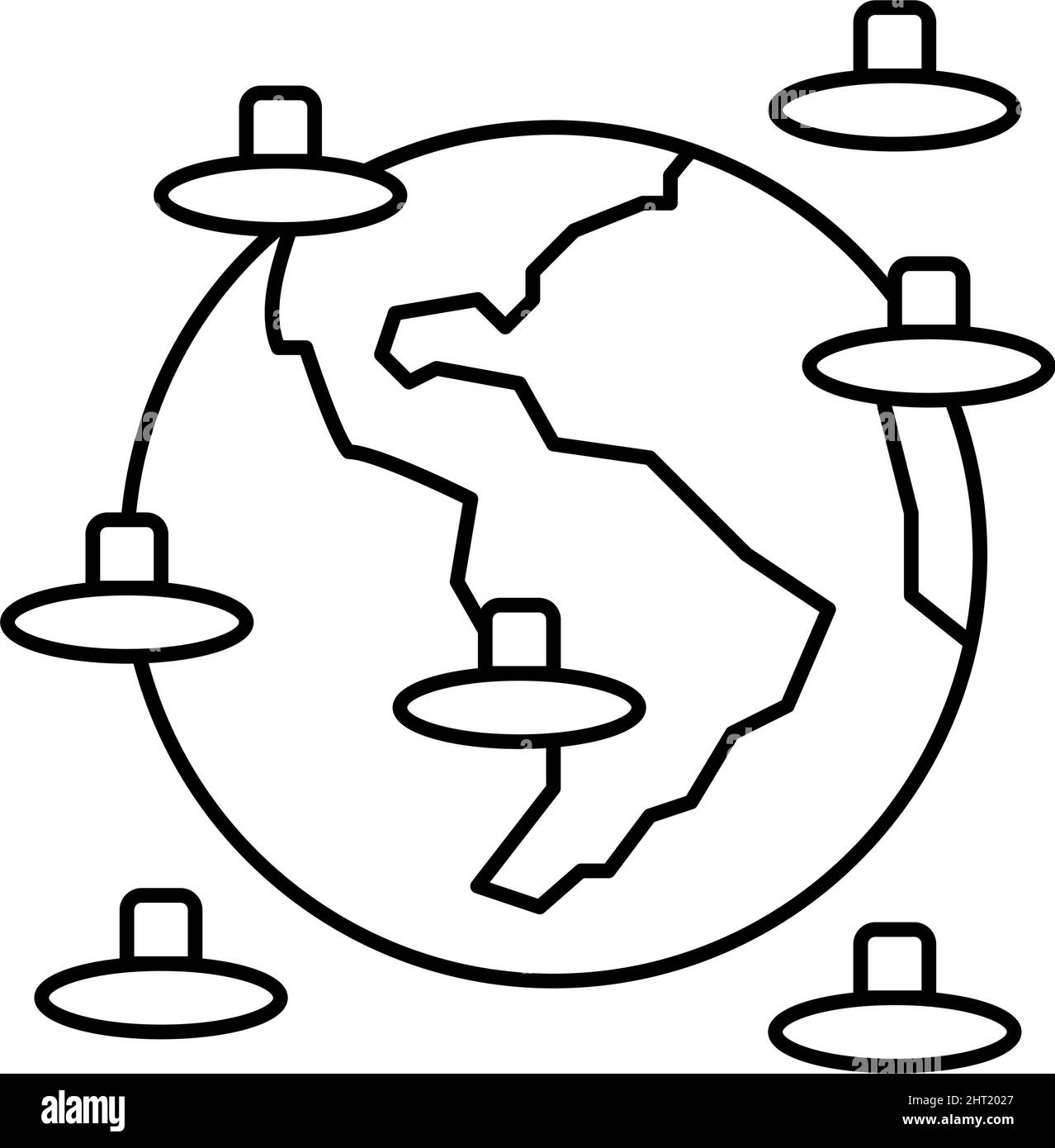 alien invasion of planet line icon vector illustration Stock Vector ...