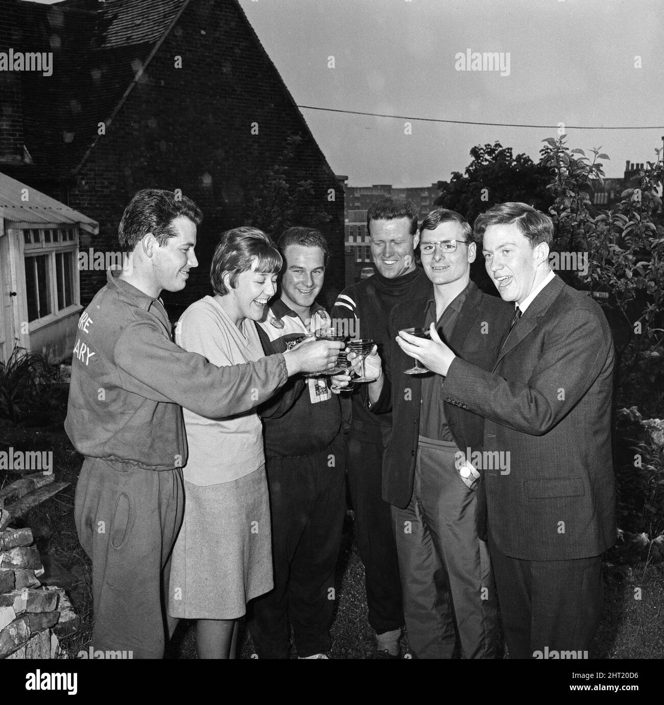 Channel relay swimmers from Middlesbrough, Peter Hadfield, Brenda Evans ...