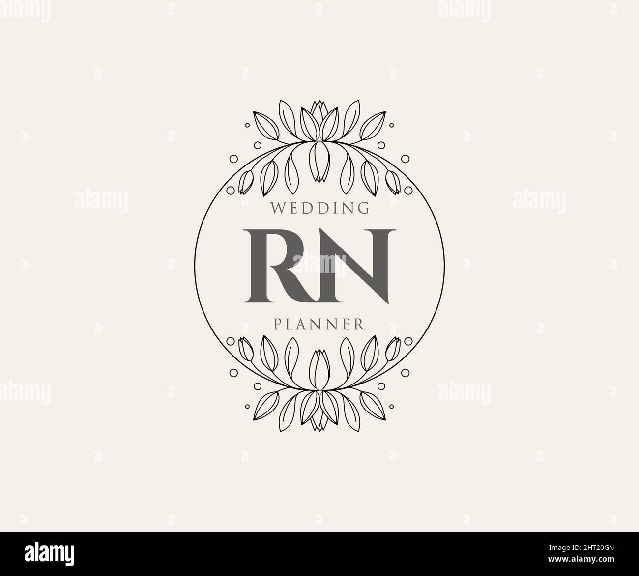 RN Initials letter Wedding monogram logos collection, hand drawn modern ...