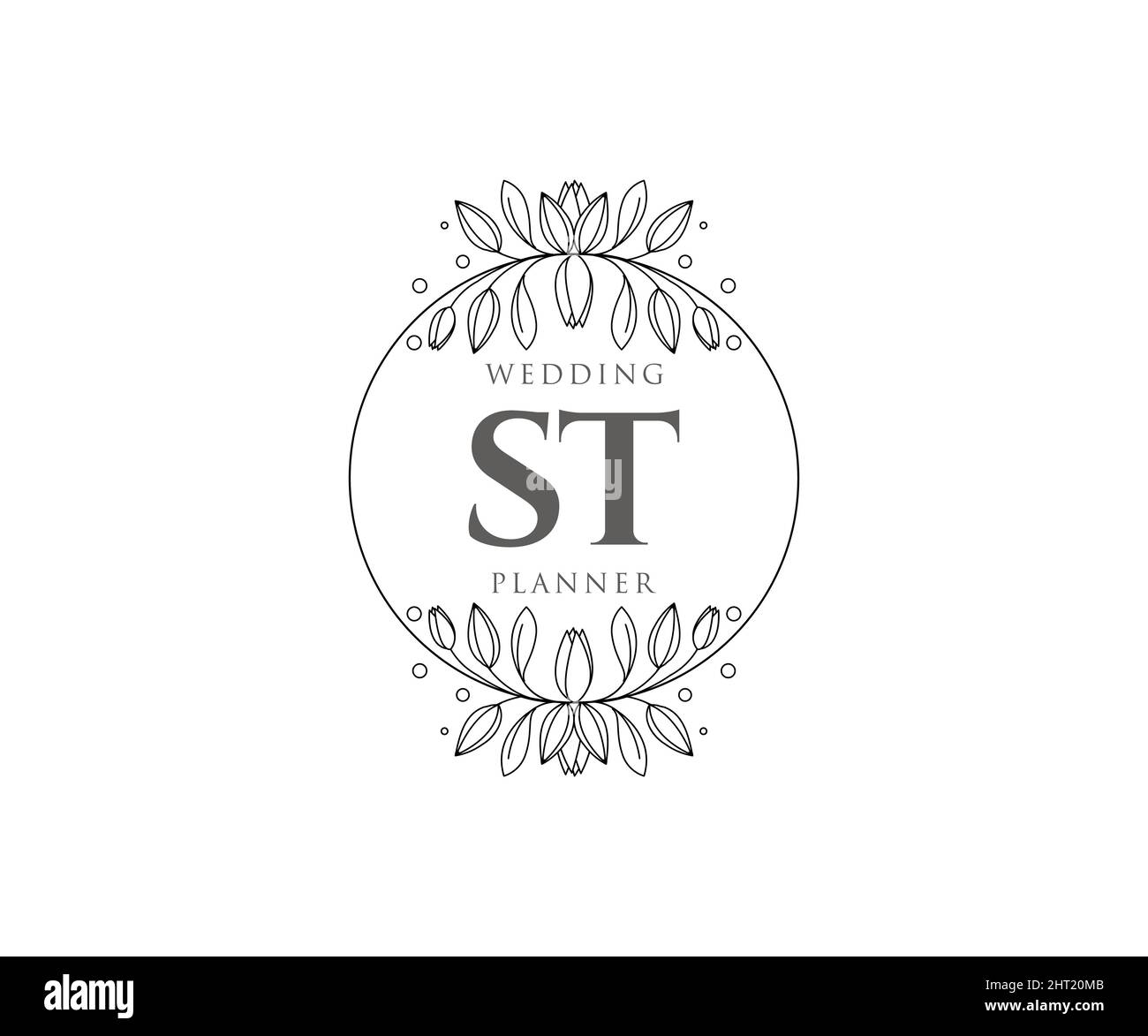 ST Initials letter Wedding monogram logos collection, hand drawn modern ...