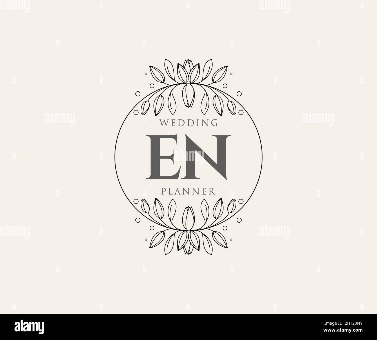 EN Initials letter Wedding monogram logos collection, hand drawn modern ...