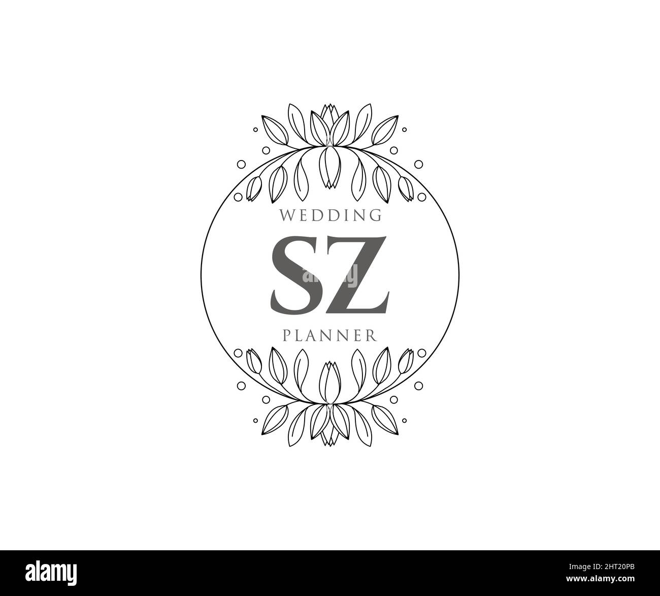 SZ Initials letter Wedding monogram logos collection, hand drawn modern ...
