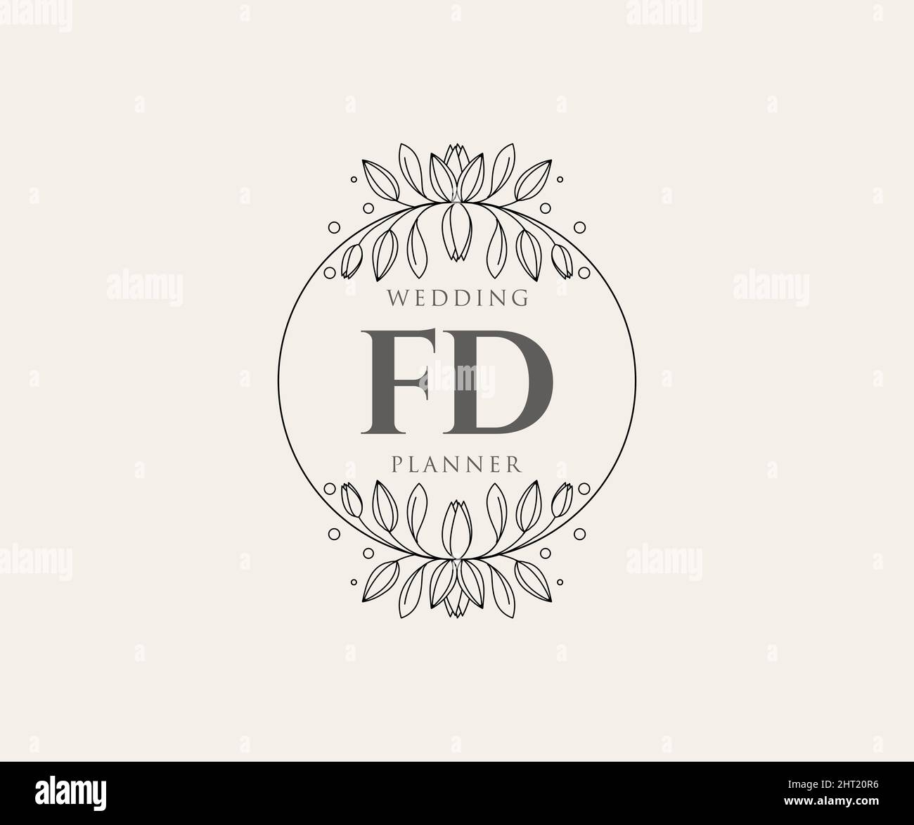 FD Initials letter Wedding monogram logos collection, hand drawn modern ...