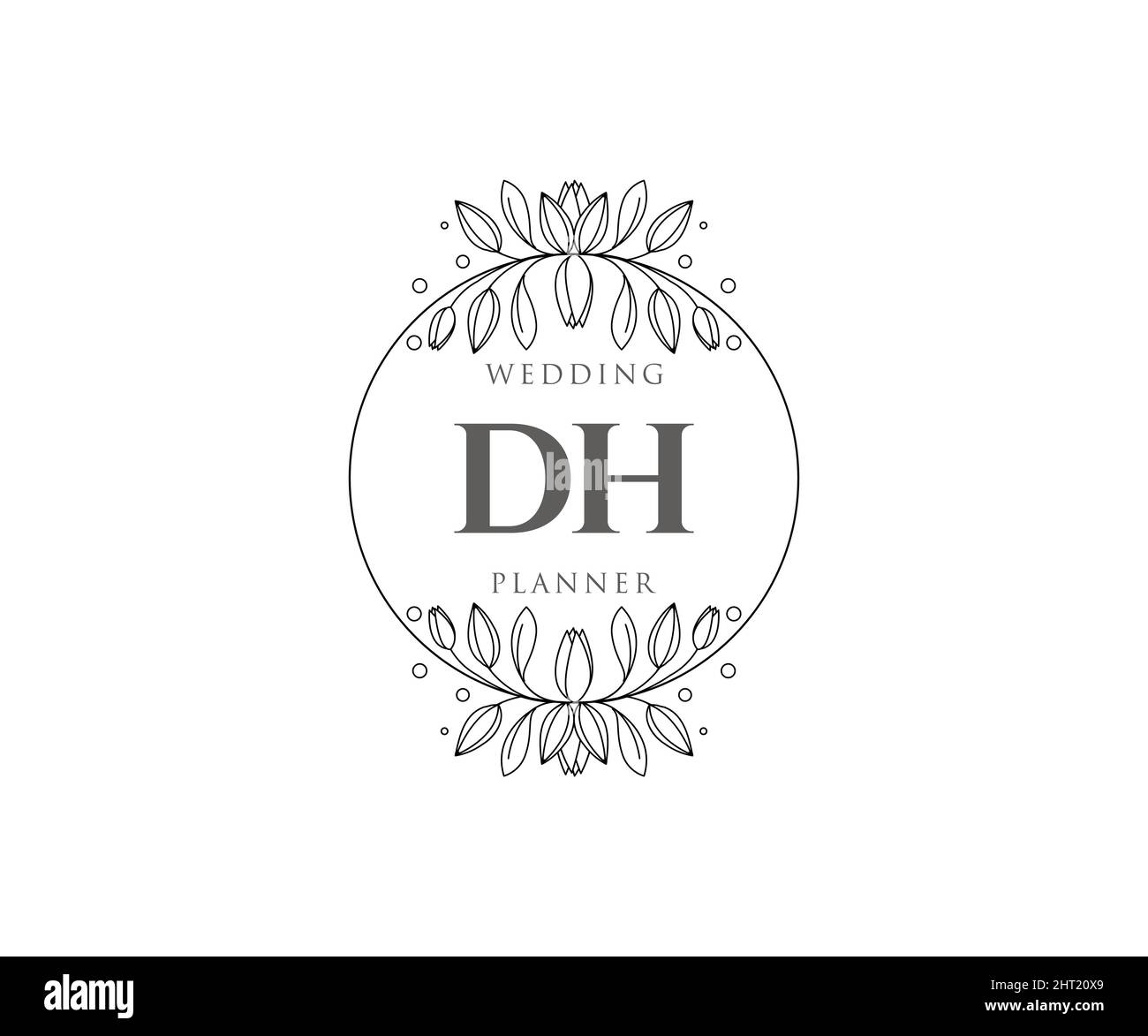 DH Initials letter Wedding monogram logos collection, hand drawn modern ...