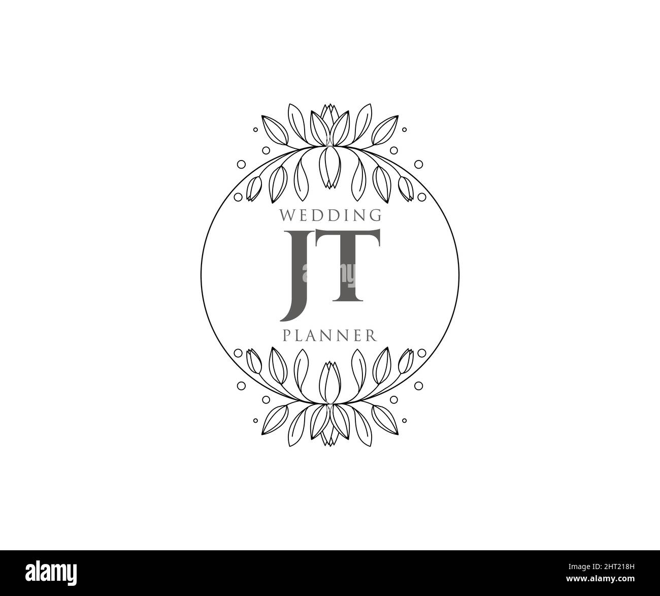 JT Initials letter Wedding monogram logos collection, hand drawn modern minimalistic and floral ...