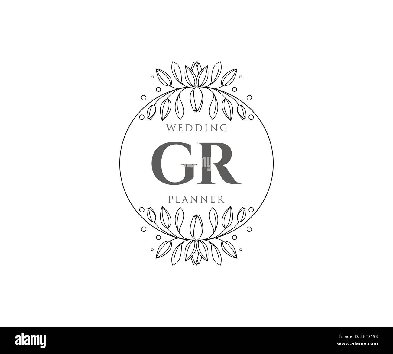 GR Initials letter Wedding monogram logos collection, hand drawn modern ...