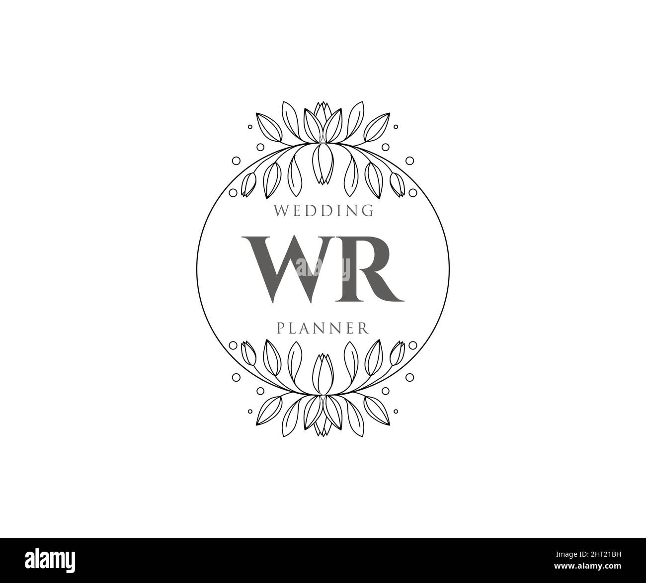 WR Initials letter Wedding monogram logos collection, hand drawn modern ...