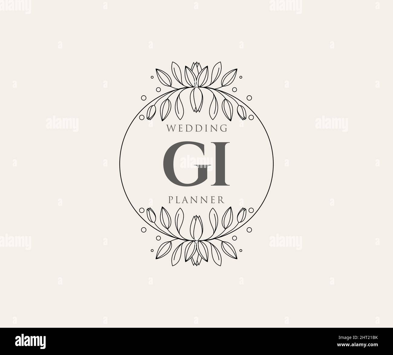 GI Initials letter Wedding monogram logos collection, hand drawn modern ...