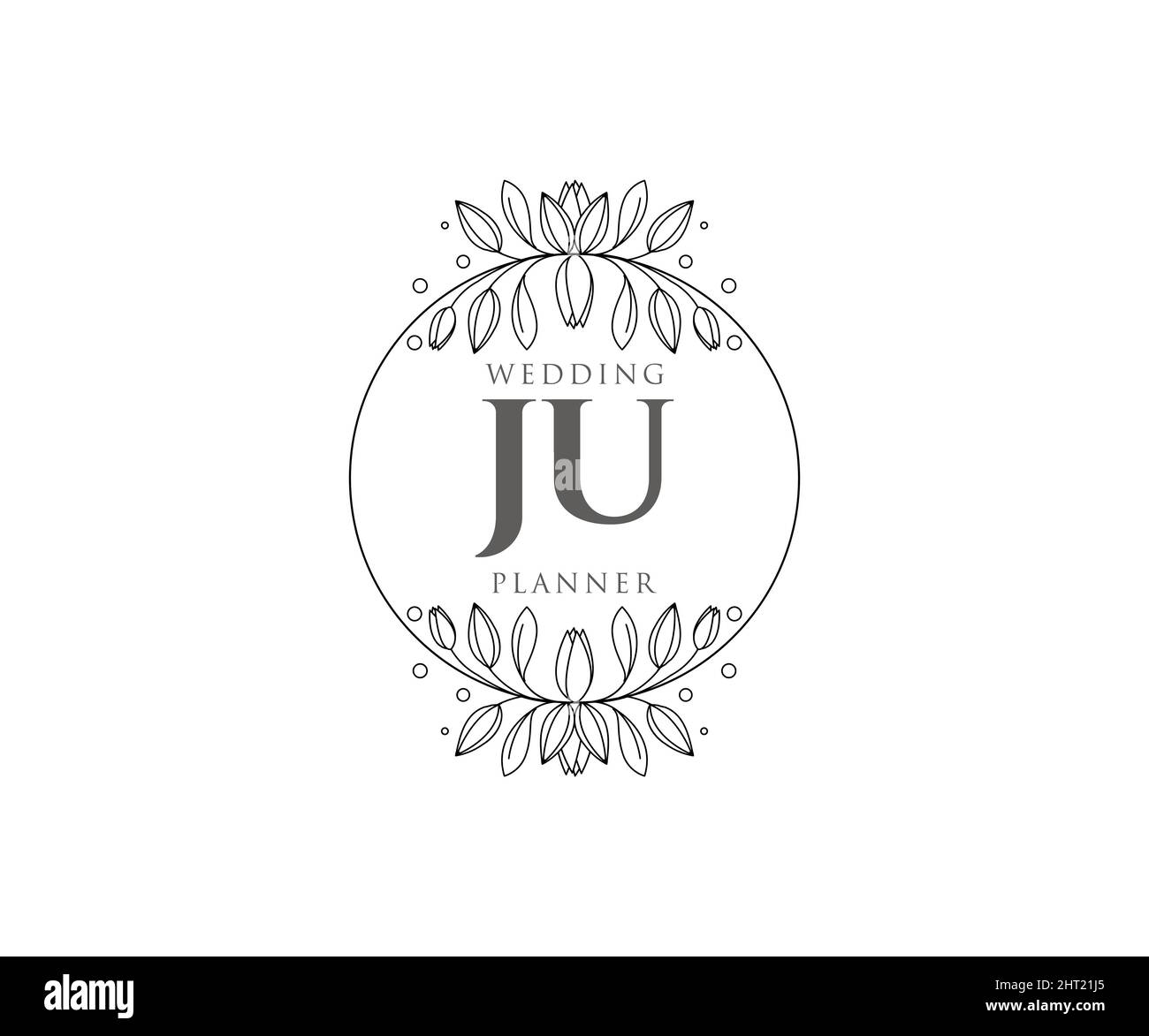 JU Initials letter Wedding monogram logos collection, hand drawn modern ...