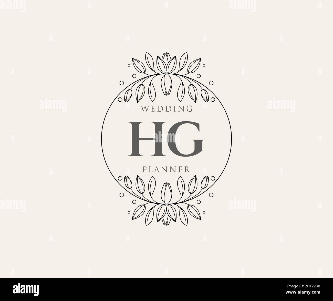 HG Initials letter Wedding monogram logos collection, hand drawn modern ...