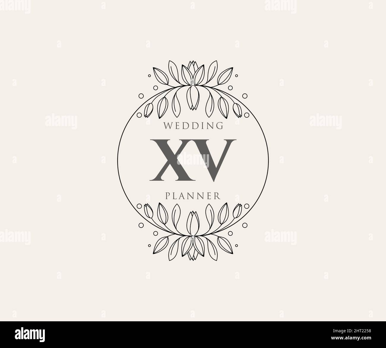 XV Initials letter Wedding monogram logos collection, hand drawn modern ...