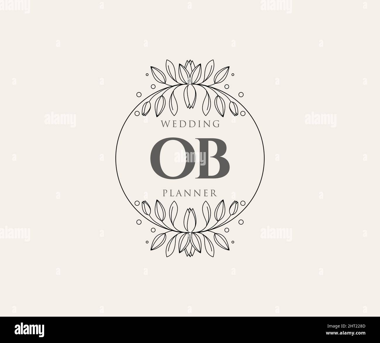 OB Initials letter Wedding monogram logos collection, hand drawn modern ...