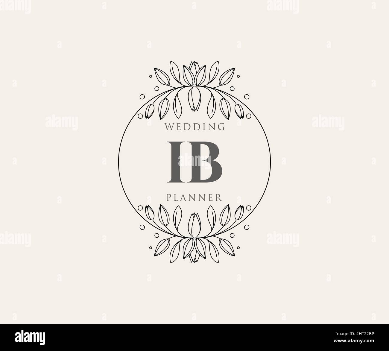IB Initials letter Wedding monogram logos collection, hand drawn modern minimalistic and floral ...