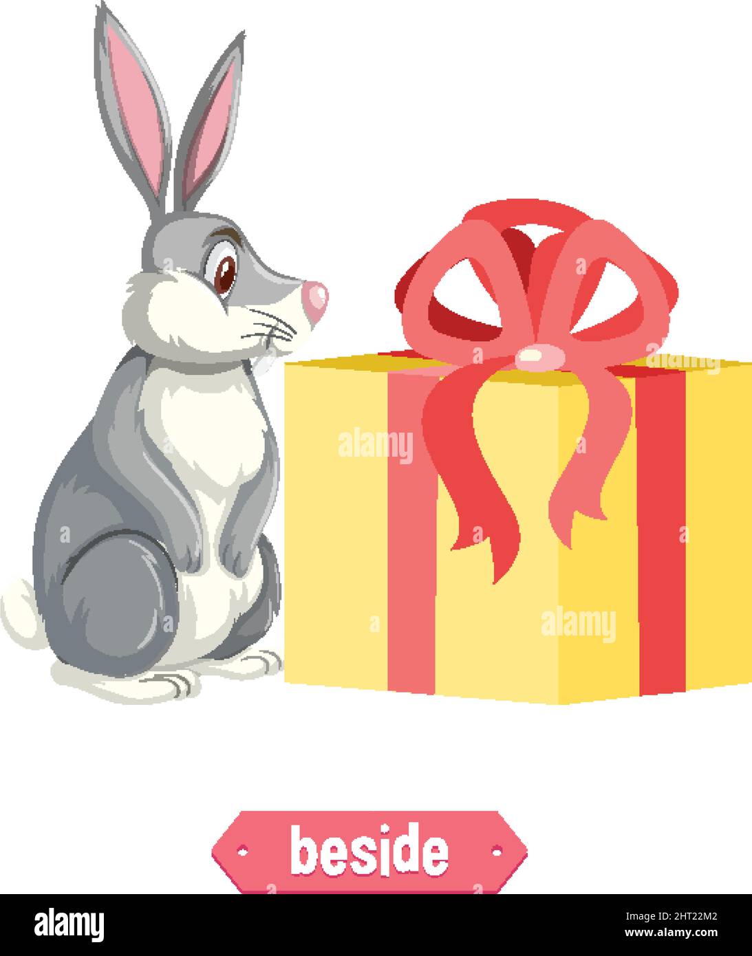 Prepostion wordcard design with bunny and box illustration Stock Vector ...