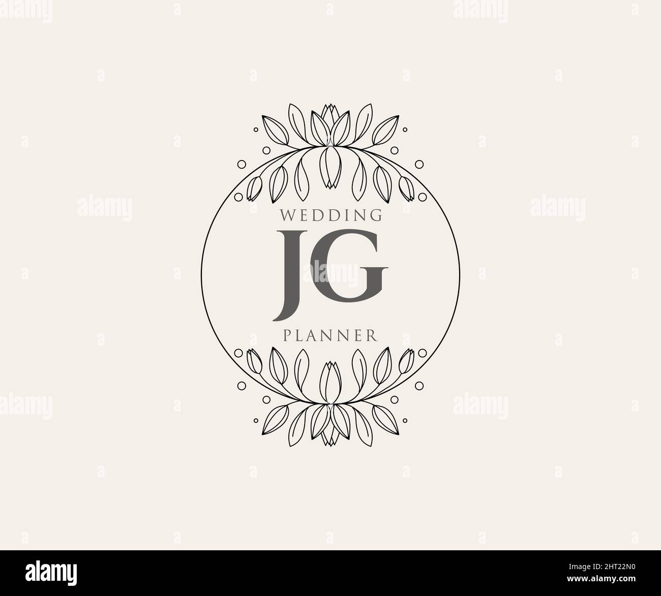 JG Initials letter Wedding monogram logos collection, hand drawn modern ...